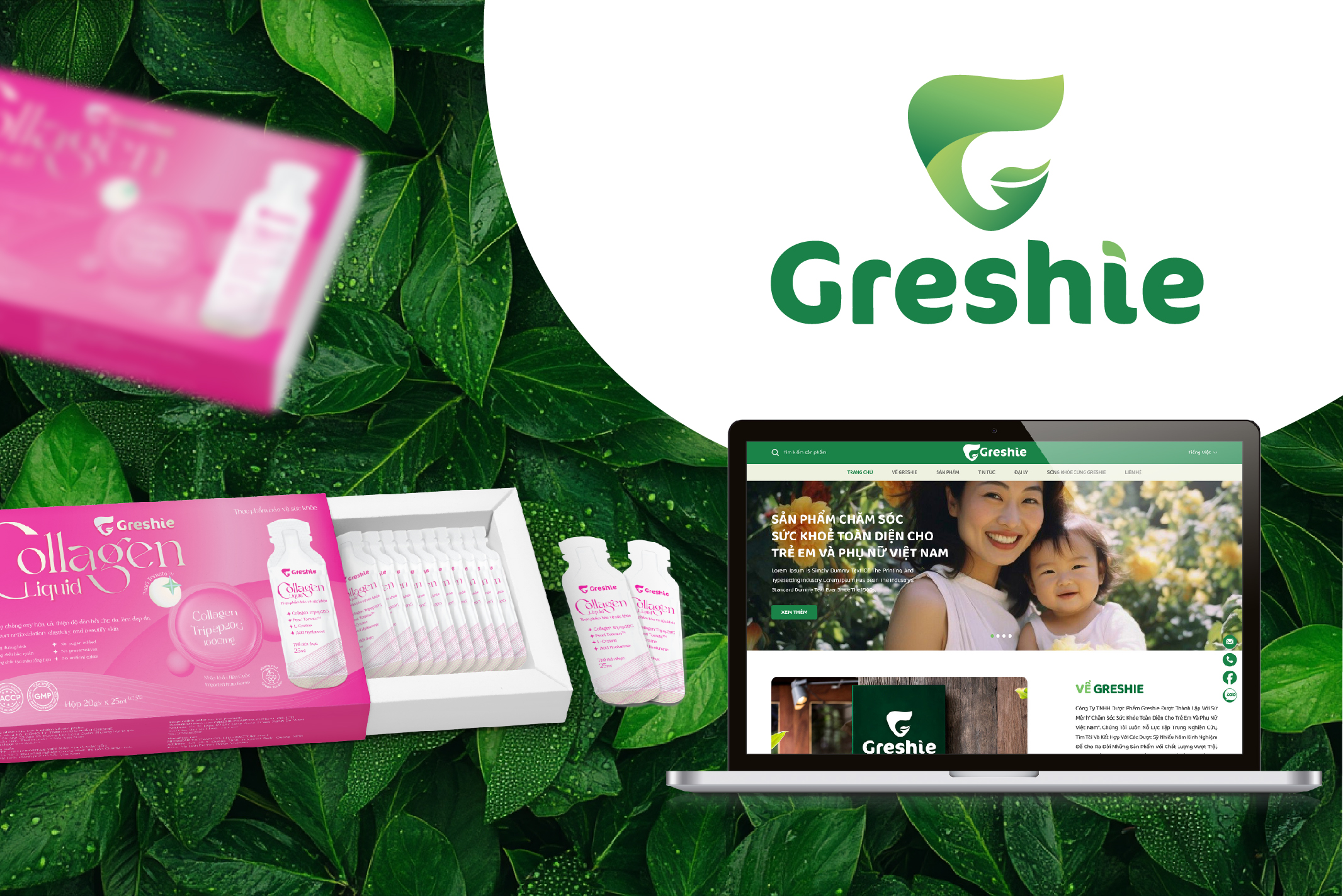 Thiết kế logo, bao bì collagen, website hãng dược phẩm, thực phẩm chức ...